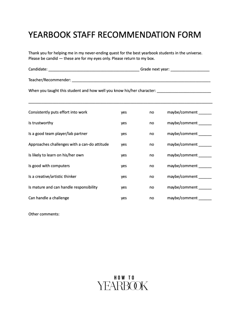 Recruiting Packet – The Yearbook Ladies