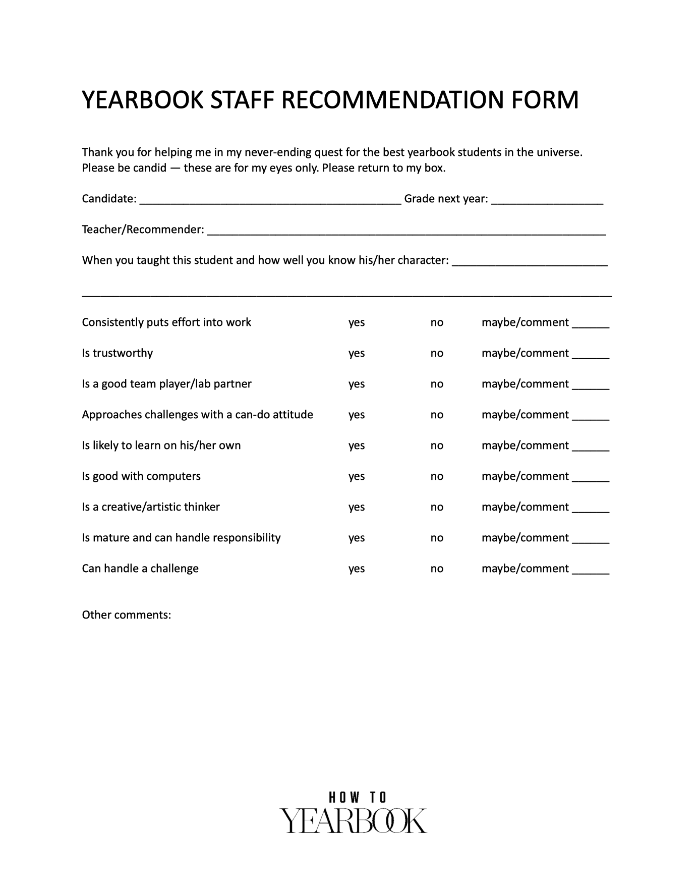 Recruiting Packet – The Yearbook Ladies